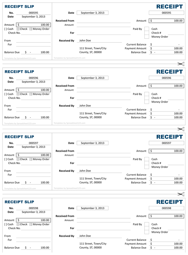 Cash Receipt Free Cash Receipt Template For Excel