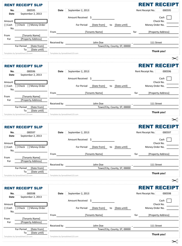 Rent Receipt Free Rent Receipt Template For Excel Free 40 Receipt