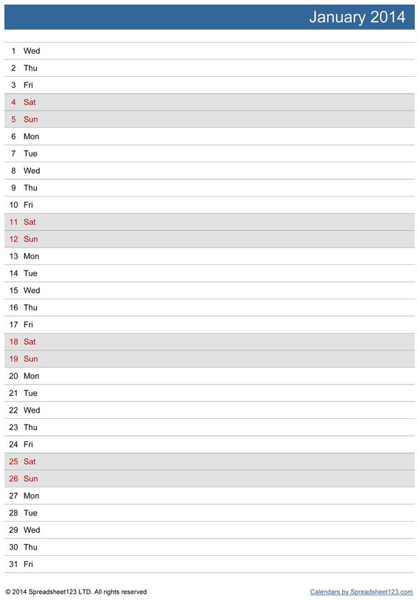 Monthly Planner Free Template For Excel