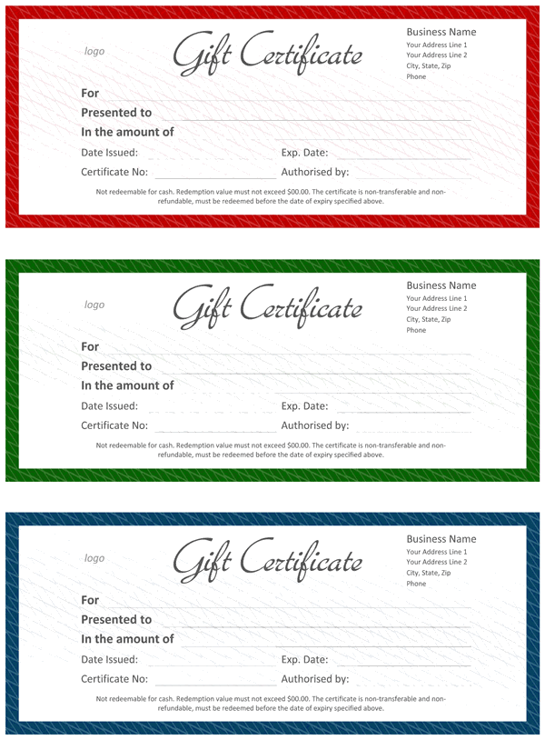 Official Gift Certificate Template For Word