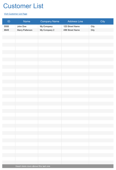 Customer List Template For Excel