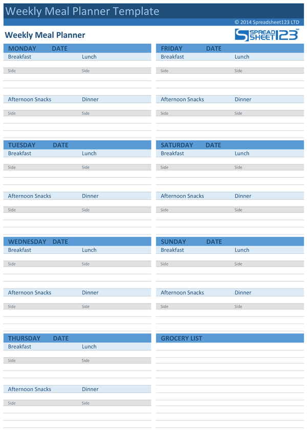 Printable Meal Planner And Weekly Menu Planner Templates Printable Meal Planner And Weekly Menu Planner Templates