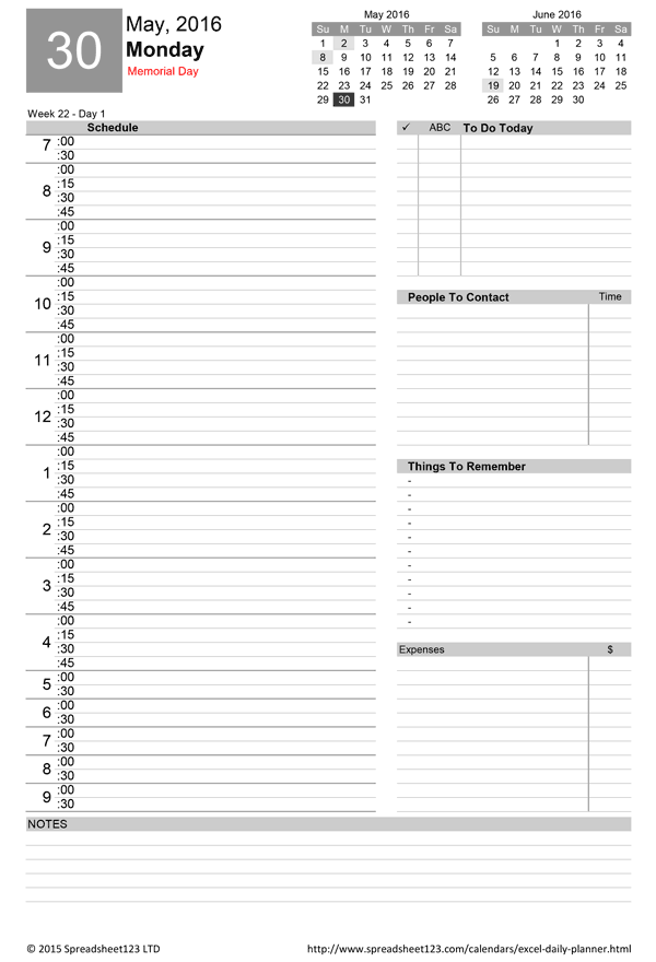 Daily Schedule Spreadsheet Template Shopperji