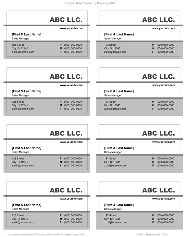 Blank Business Card Template Microsoft Word